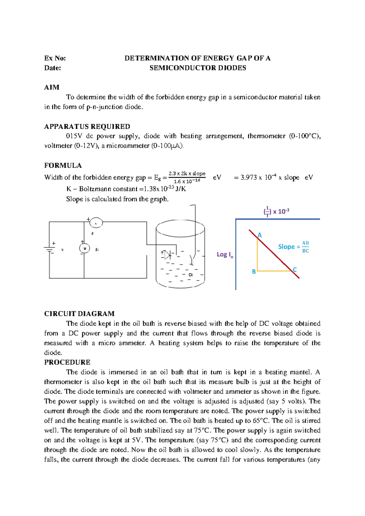 Determination of Energy Gap in Semiconductor Diodes - PHYS 101 Lab ...