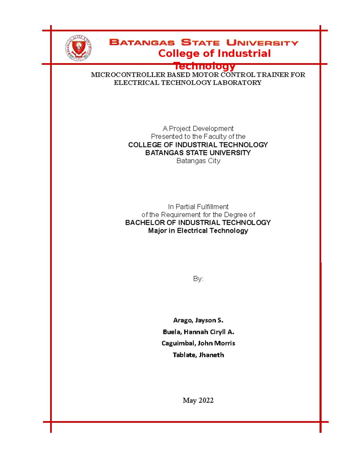 Microcontroller Based Motor Control Trainer FOR Electrical Technology ...