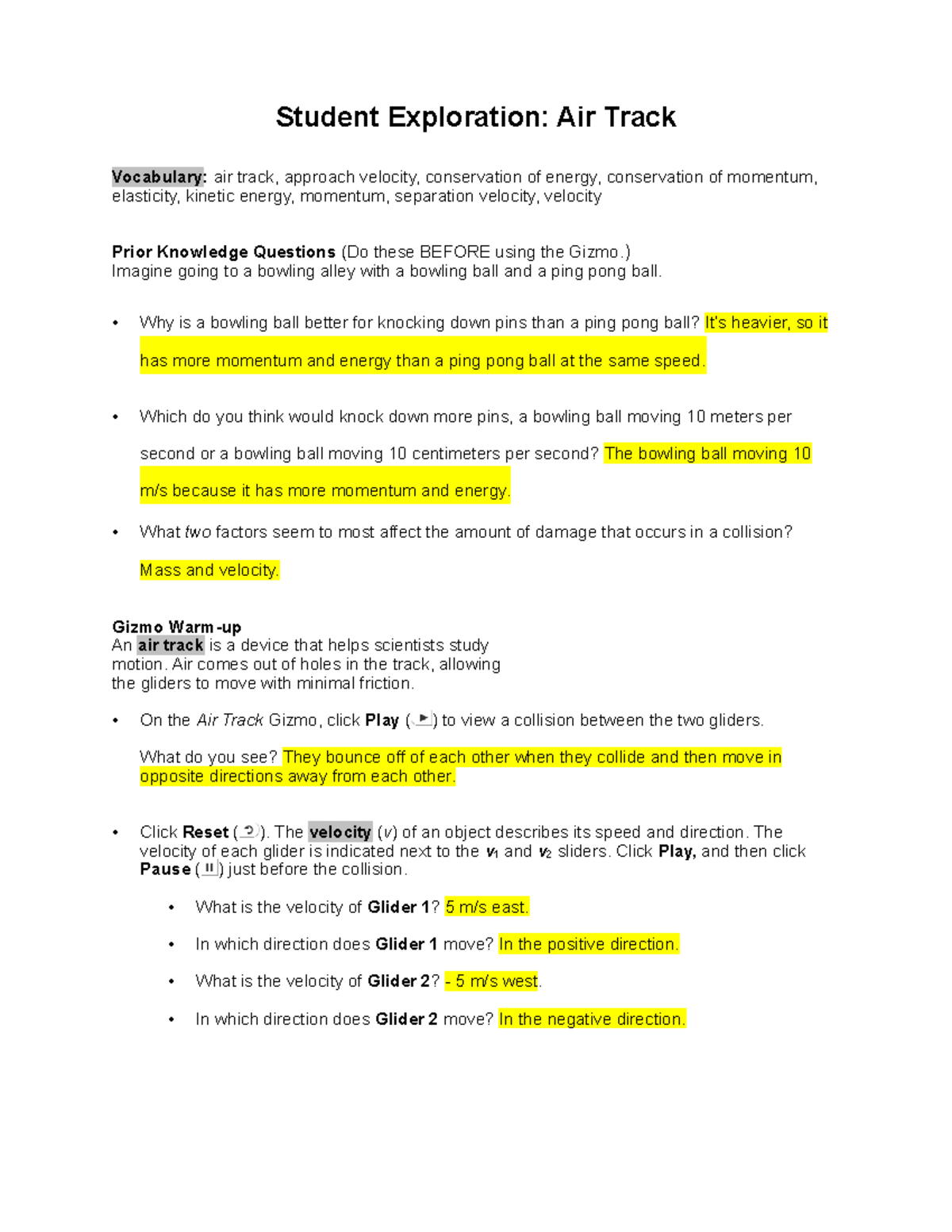 Air track SE: Exploring momentum, energy, and elasticity in collisions ...