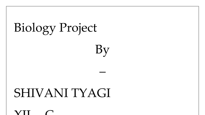 Biology Project XII C: Understanding Cancer and Its Treatments - Studocu