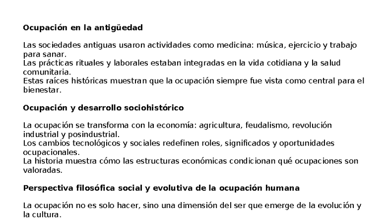 Unidad 2 - Ocupación Humana: Perspectivas y Prácticas en Salud - Studocu