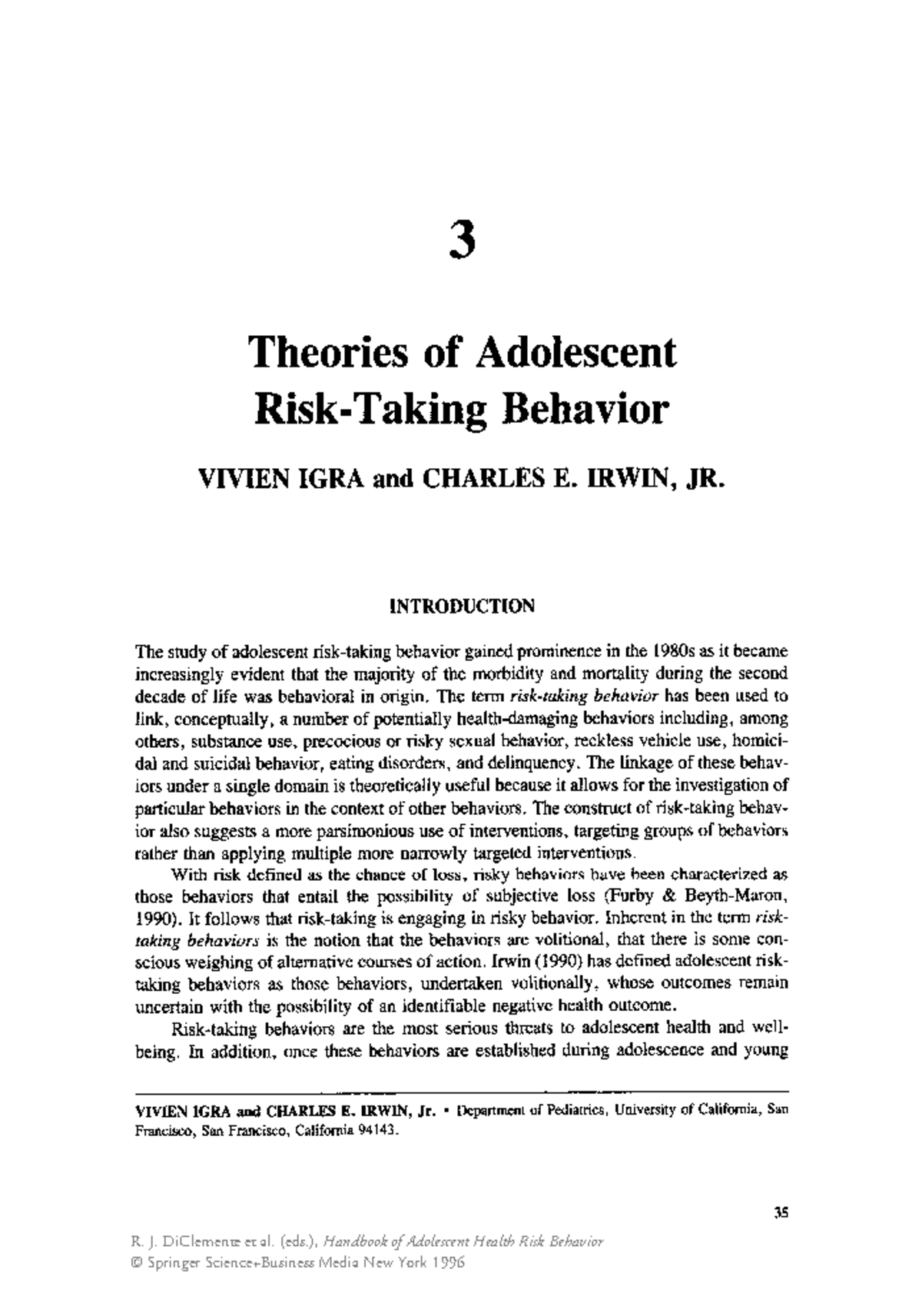 978-1-4899-0203-0 3-4 - 3 Theories of Adolescent Risk-Taking Behavior ...