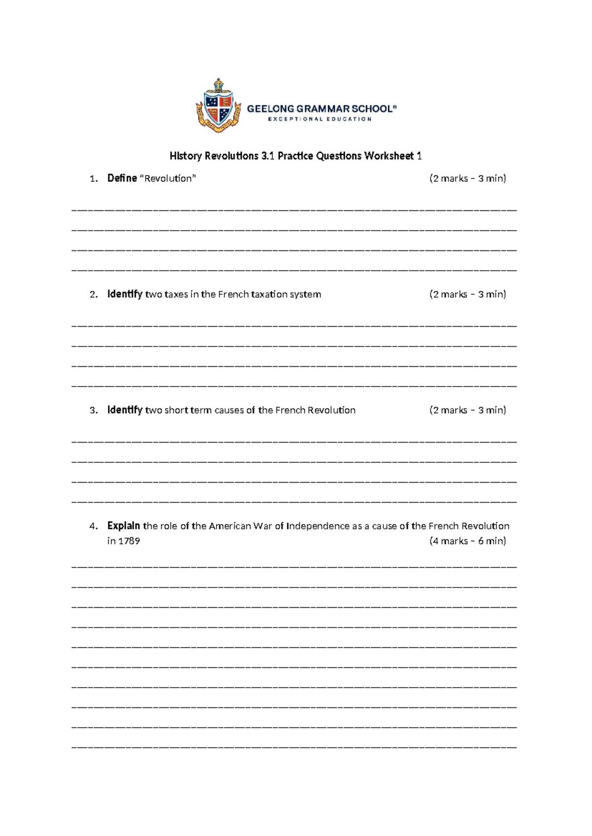 History Revolutions 3.1 Practice SAC 1 Questions and Answers - Studocu