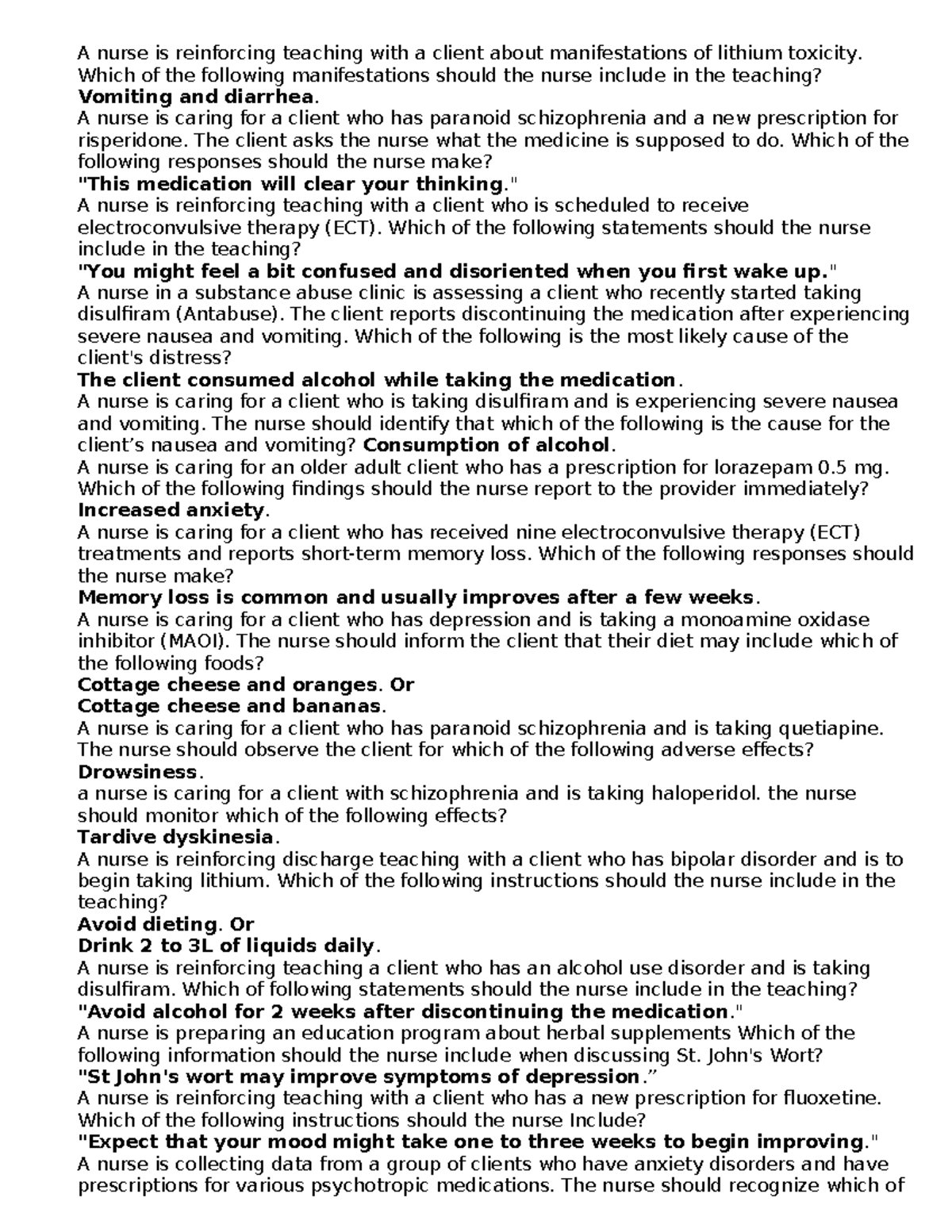 Pharmacology in Mental Health: Key Teaching Points for Nurses - Studocu