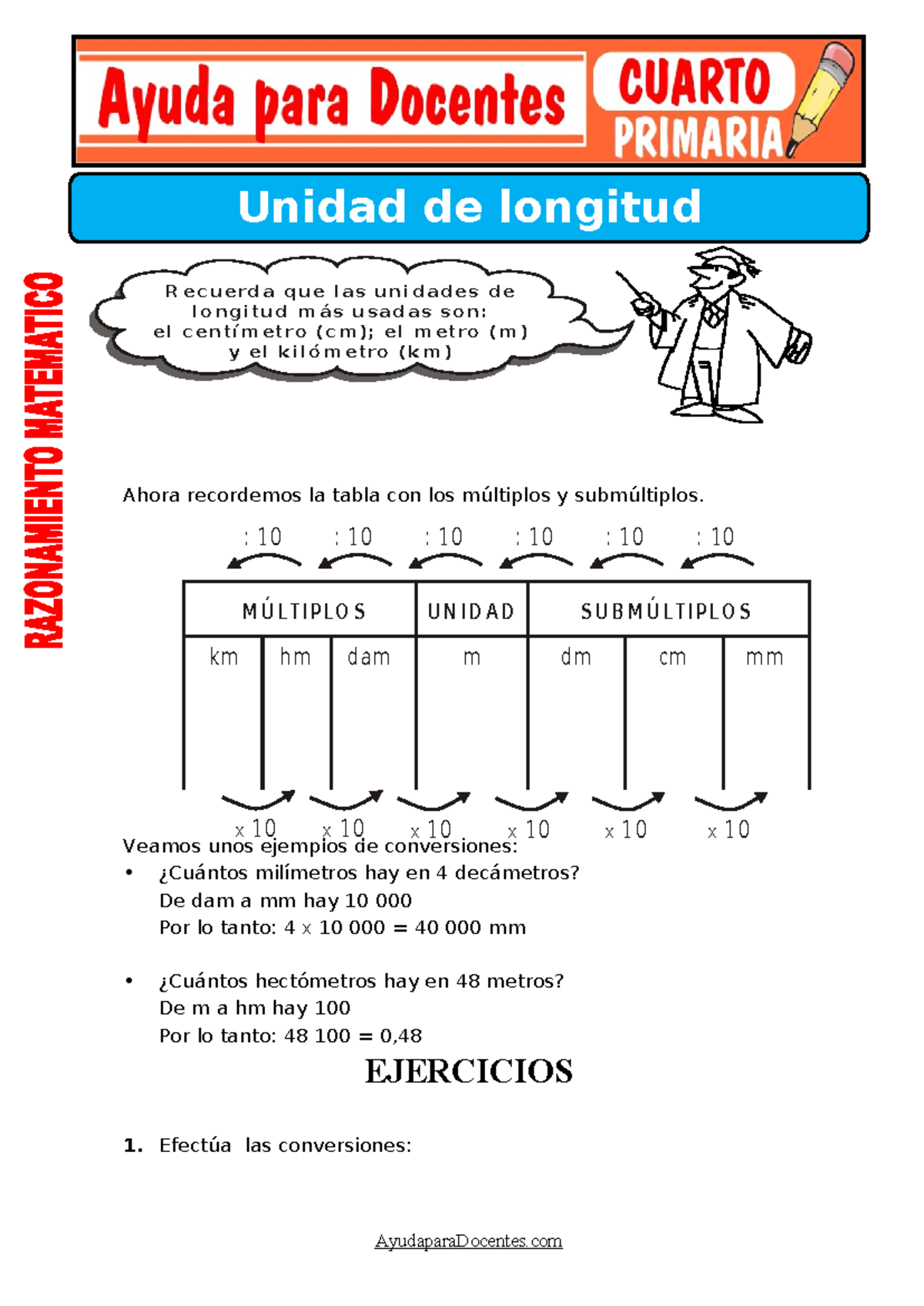 Conversiones de Unidades de Longitud para Cuarto de Primaria - Studocu