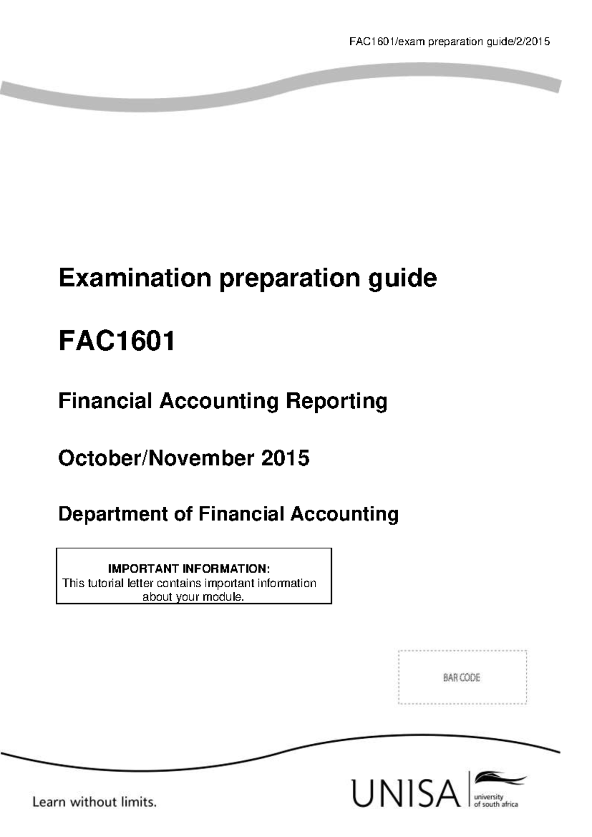 FAC1601 exam prep guide FAC1601 - Examination preparation guide FAC ...