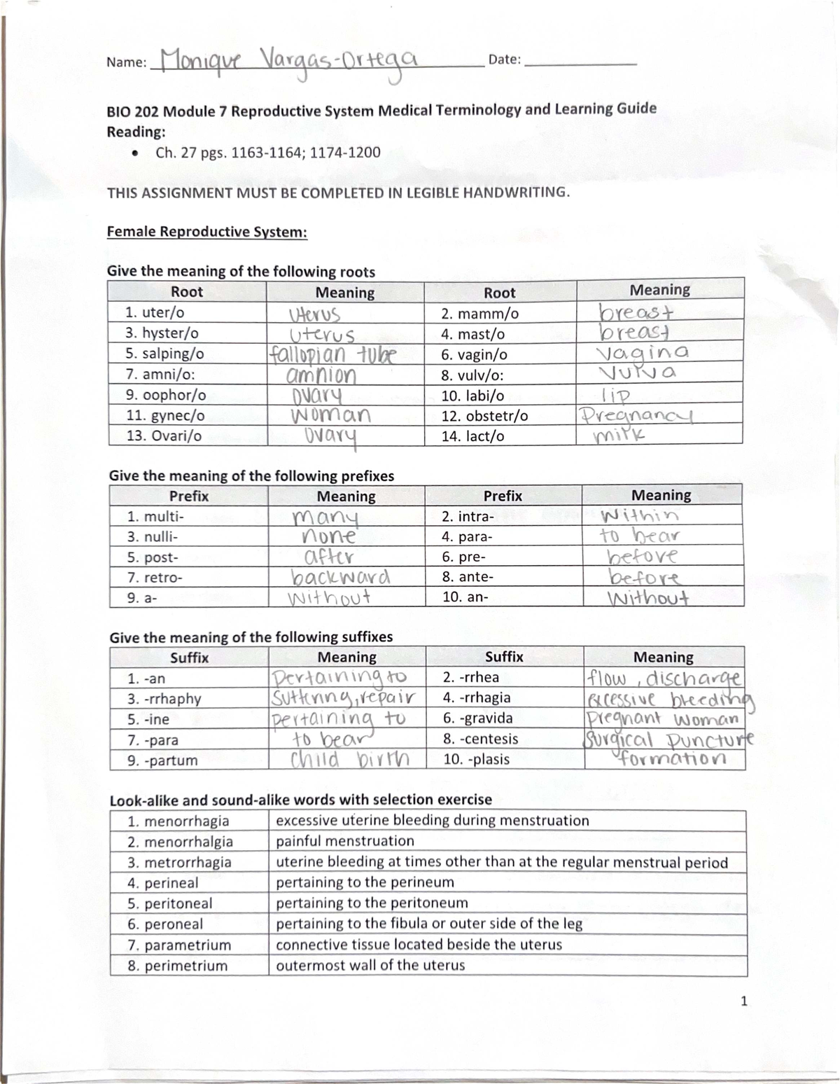 BIO 202 Module 7 Medical Terminology: Reproductive System Guide - Studocu
