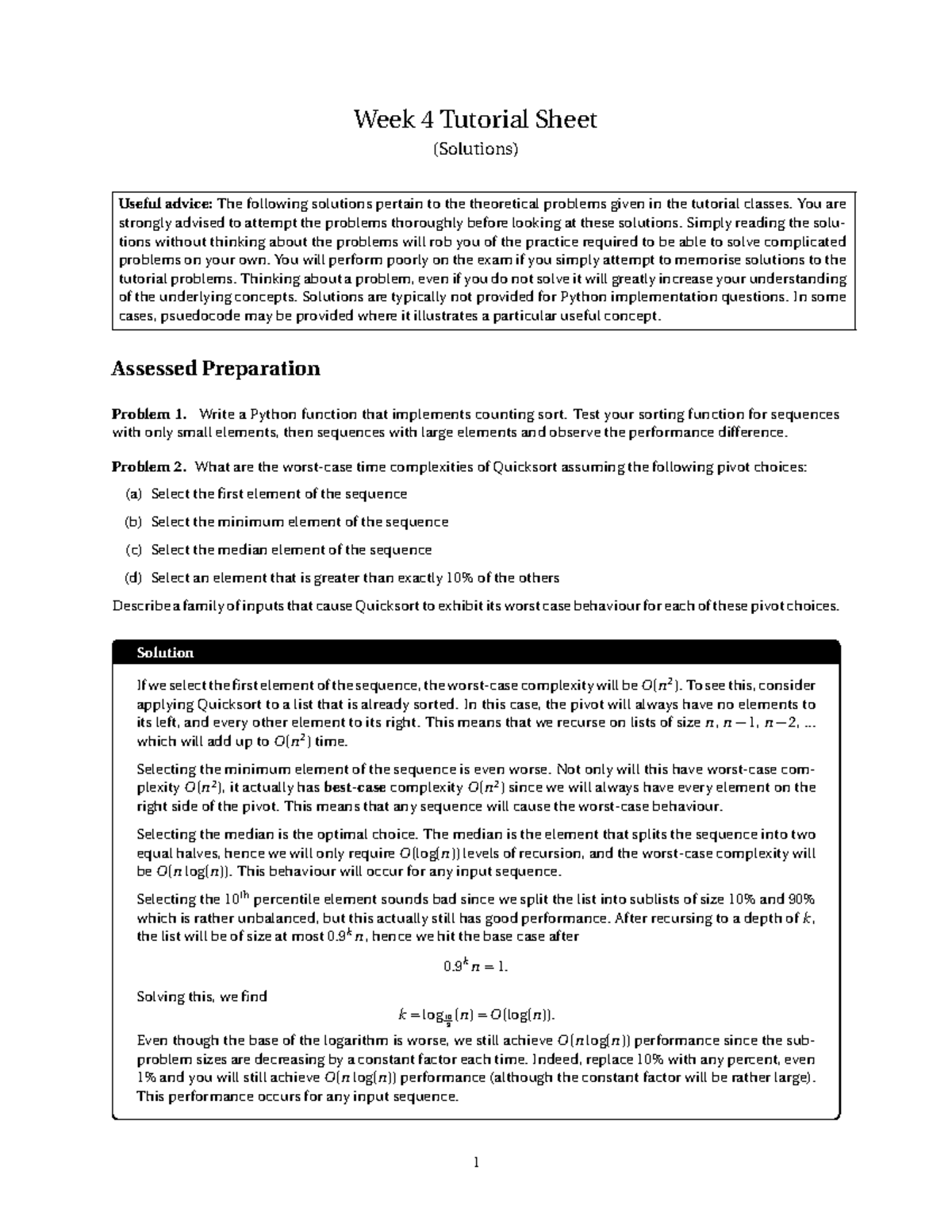 Week04 solutions tutorial fit2004 tutorial - Week 4 Tutorial Sheet ...