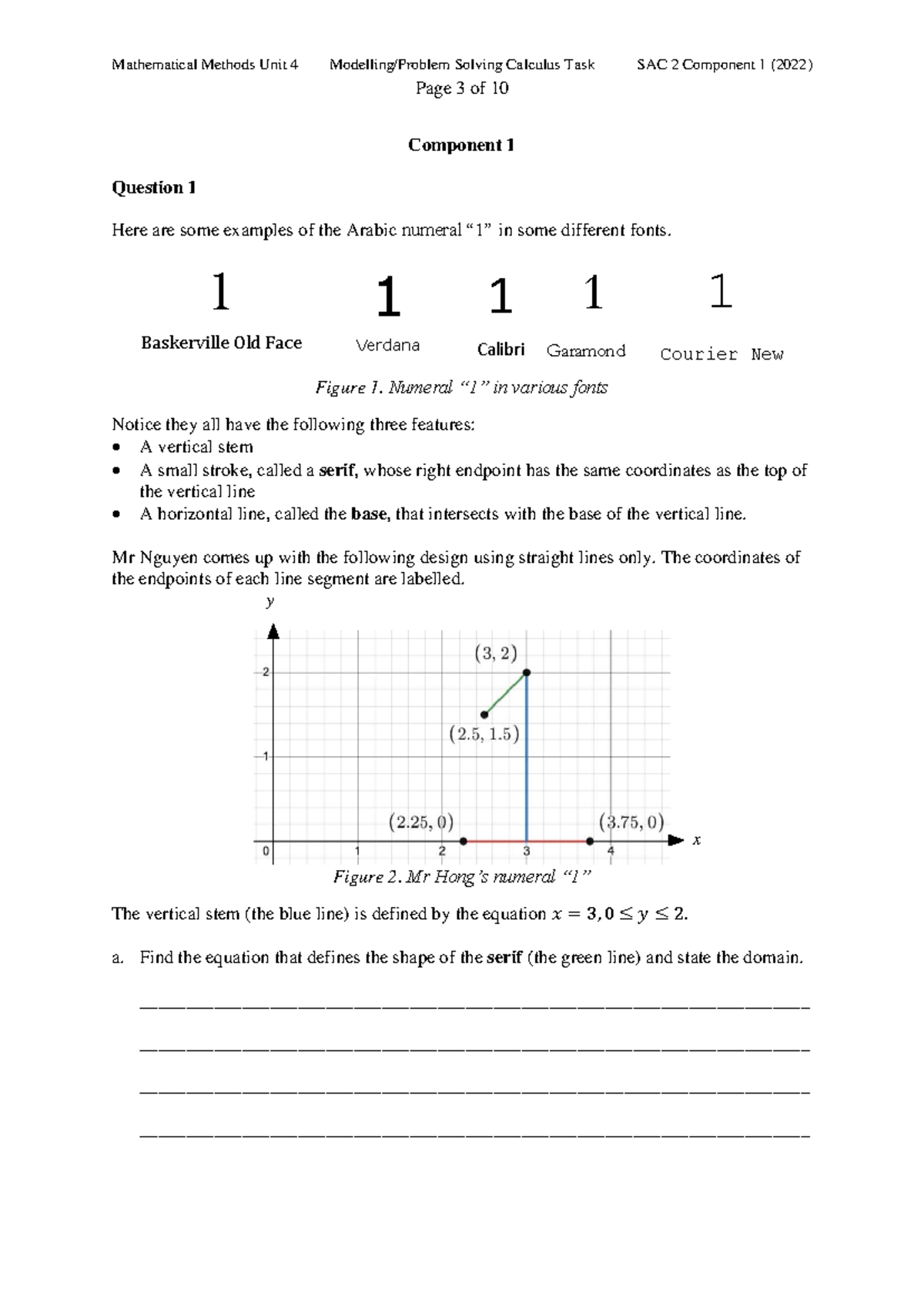 Mathematical Methods Unit 4 SAC 2 Component 1 Calculus Task Analysis ...