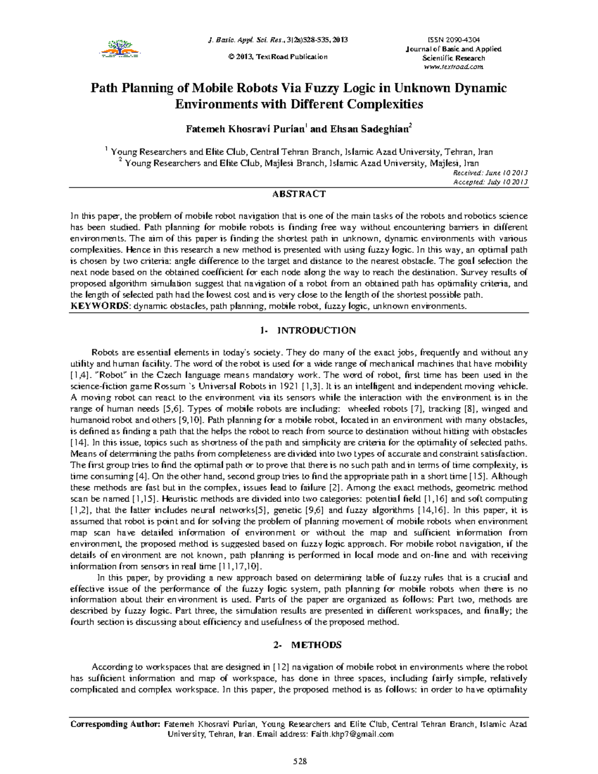 Path Planning of Mobile Robots Using Fuzzy Logic in Dynamic Environments - Studocu