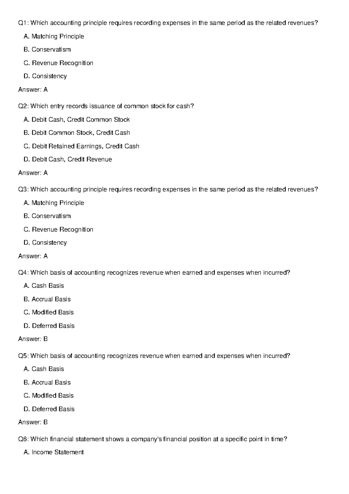 Accounting Quiz Set 1 (QSET 1): Principles & Financial Statements - Studocu