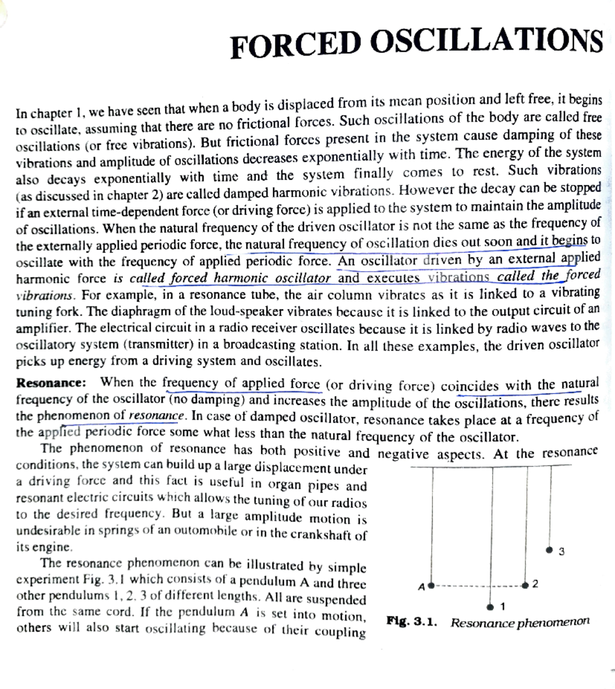Oscillation -complete force - ####### FORCED OSCILLATIONS In chapter 1 ...