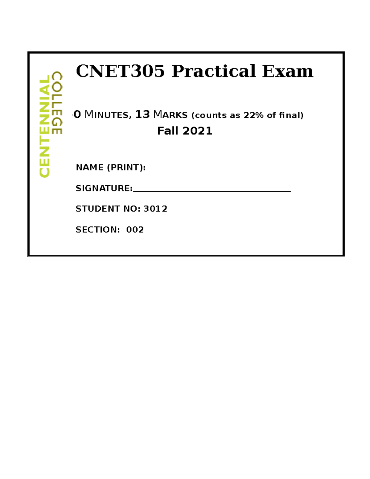 CNET305 Fall 2021 Lab Test - Practical Exam Guidelines and Info - Studocu
