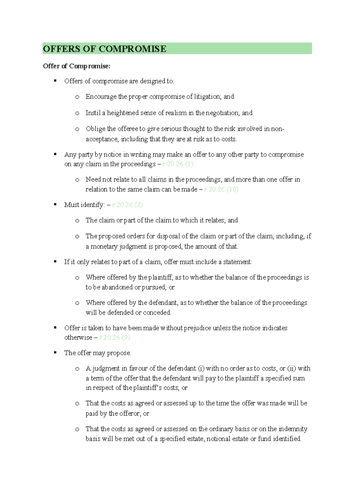 4B Offers of Compromise: Key Rules and Considerations for Effective ...