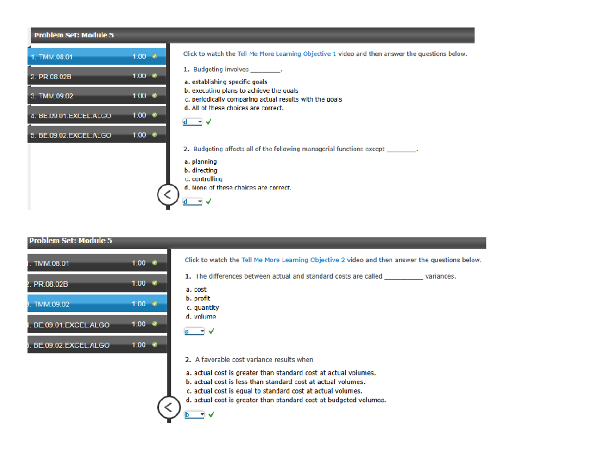Problem Set Module 5 - TMM.08 1 Click to watch the Tell Me More Learning Objective 1 video and ...