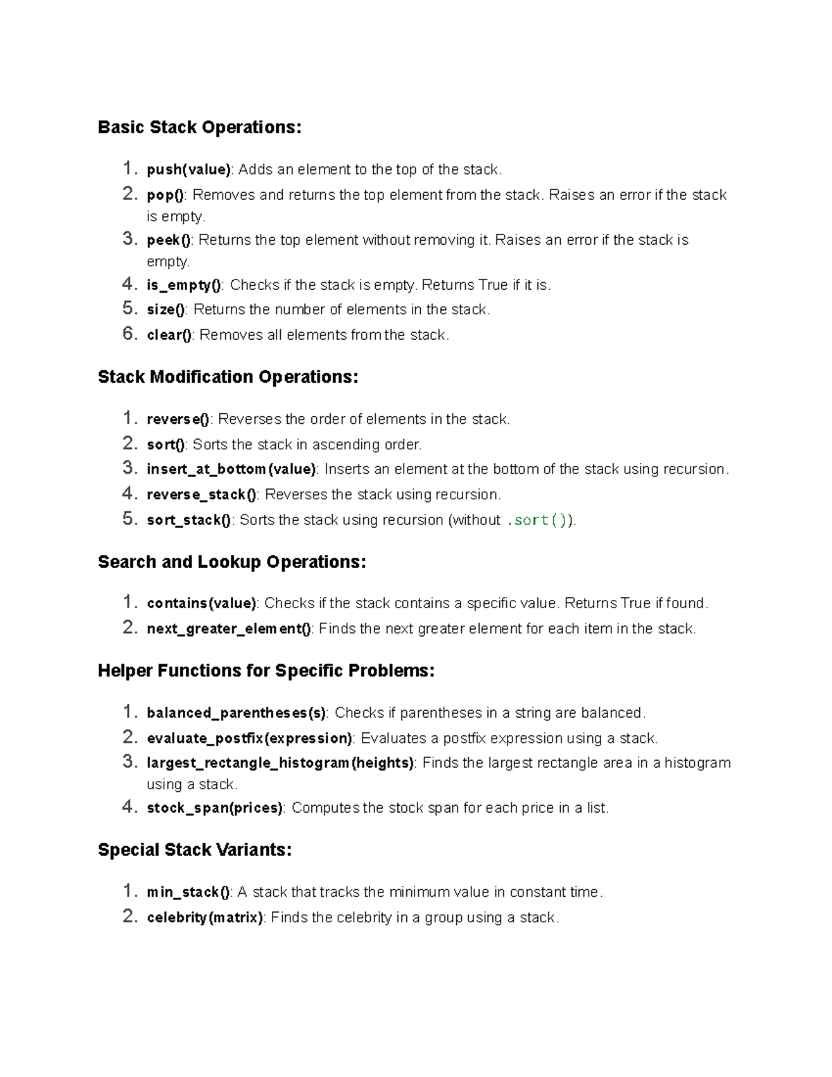 CS101: Comprehensive Guide to Basic Stack Operations - Studocu