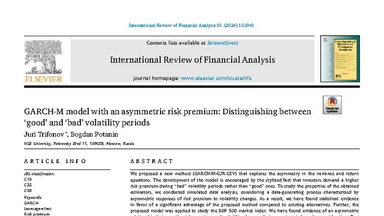 Asymmetric Risk Premium Model in Financial Analysis: Insights from ...