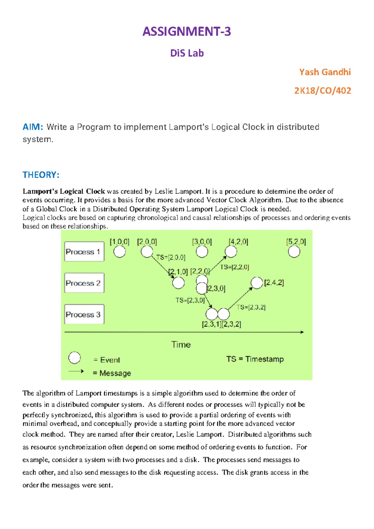 Lamport Logical Clock Implementation for DiS Lab (2K18/CO) - Studocu