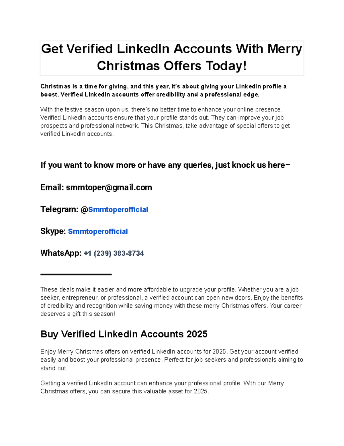 Get Verified Linked In Accounts With Merry Christmas Offers Today - Get ...