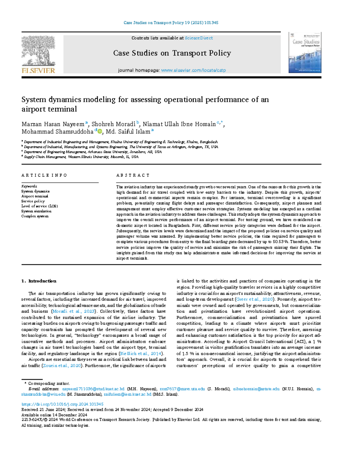 System Dynamics Modeling for Airport Terminal Performance Assessment ...