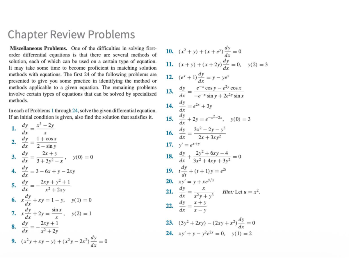 Midterm Review Problems for Differential Equations (MATH 202) - Studocu
