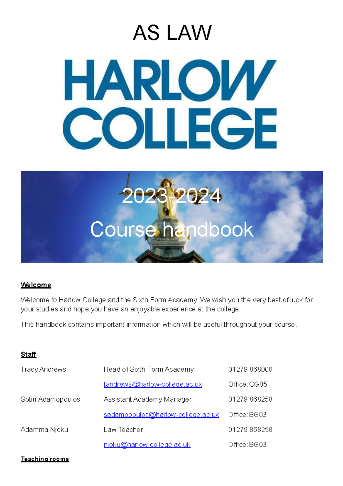 AS LAW Course Handbook 2024: Essential Info & Resources - Studocu