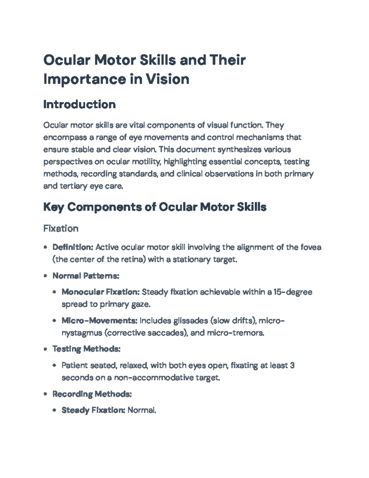Ocular Motor Skills: Clinical Assessment and Importance in Eye Care ...