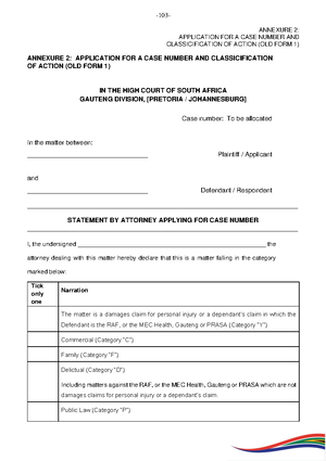 Hearing DATE Application - 106 - ANNEXURE 4 : HEARING DATE APPLICATION FORM ANNEXURE 4 : HEARING ...