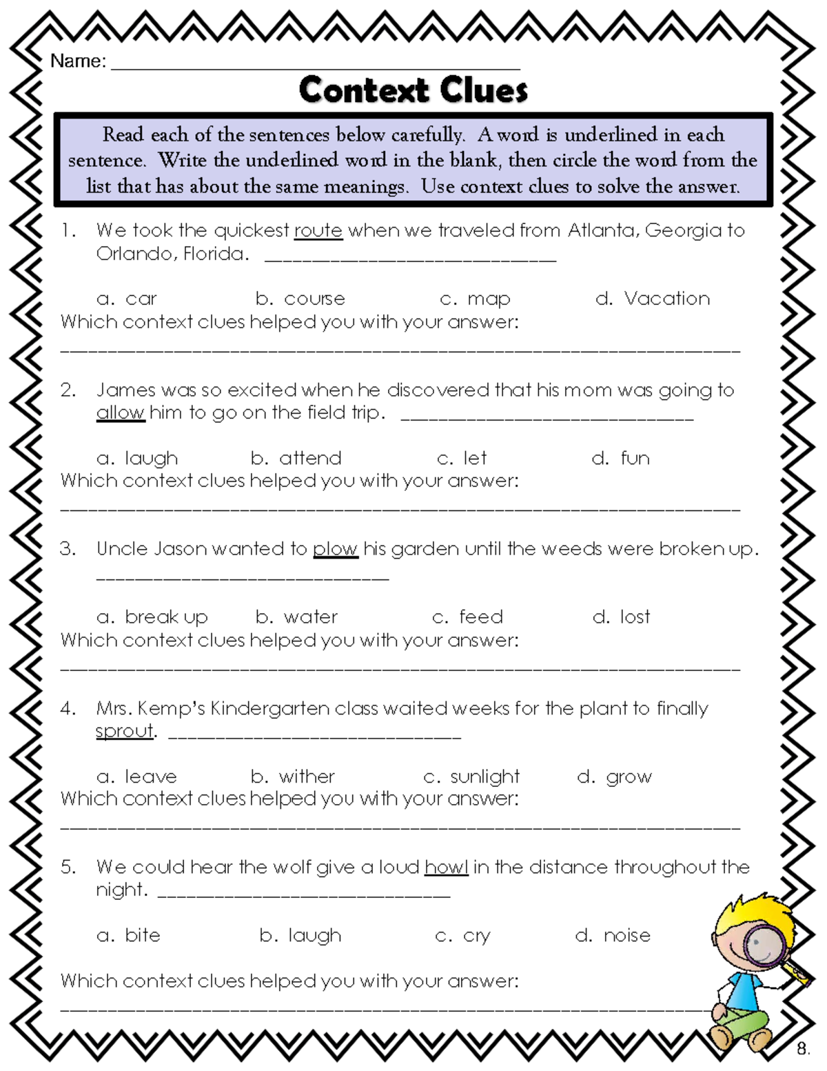 Context Clues Practice for Vocabulary Development - Studocu