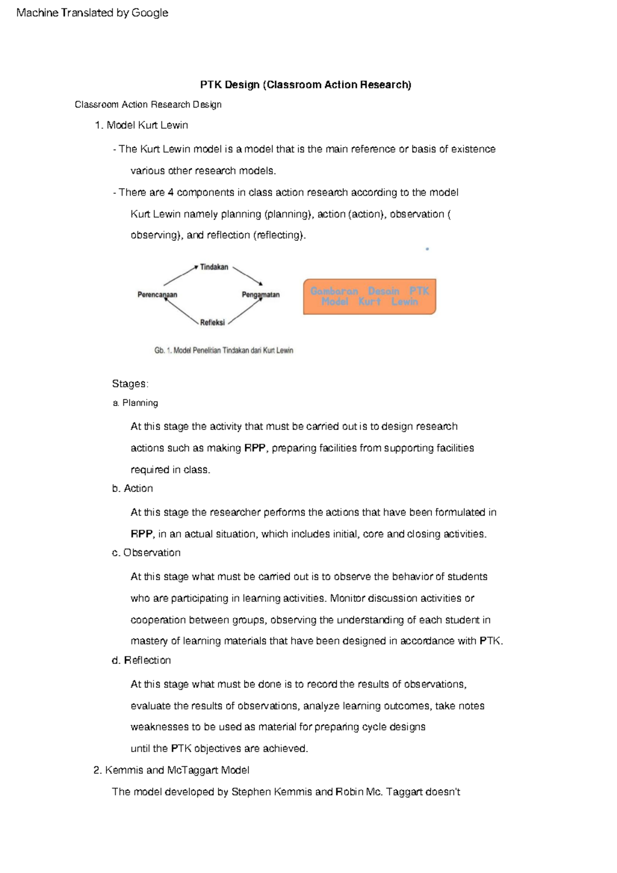 PTK Design (Classroom Action Research) - various other research models ...