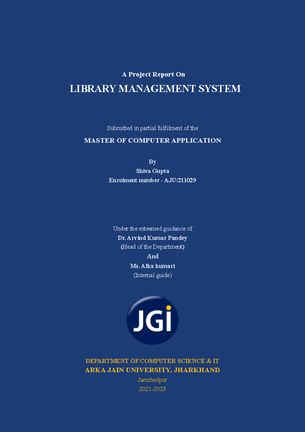 DBMS Mini Project: Library Management System Report - MCA Program - Studocu