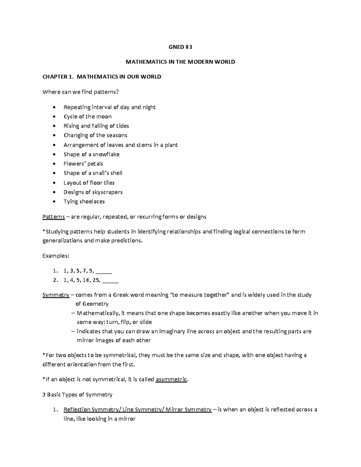 Pdfcoffee - Math - GNED 03 MATHEMATICS IN THE MODERN WORLD CHAPTER 1 ...