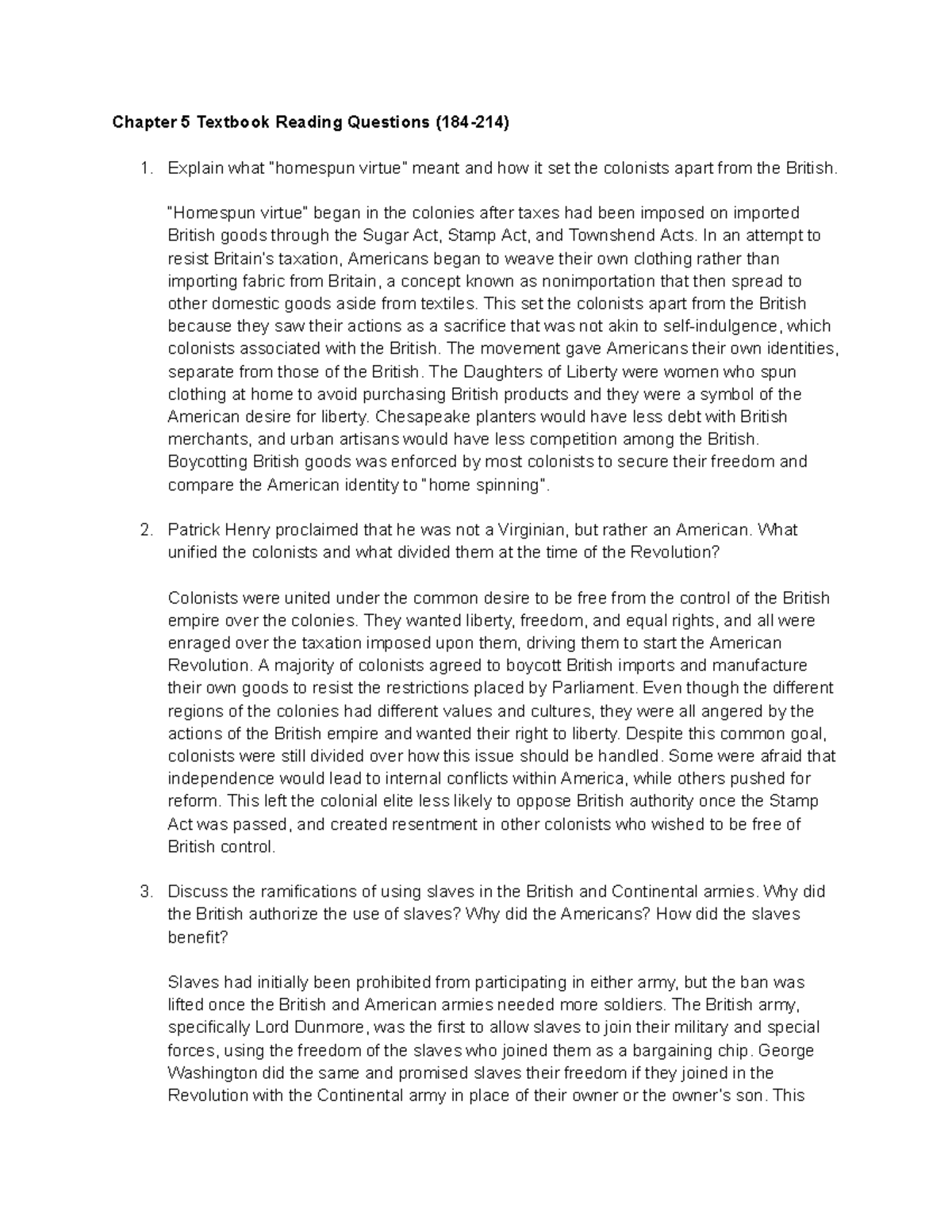 Exemplar Chapter 5 Textbook Reading Questions - Chapter 5 Textbook ...