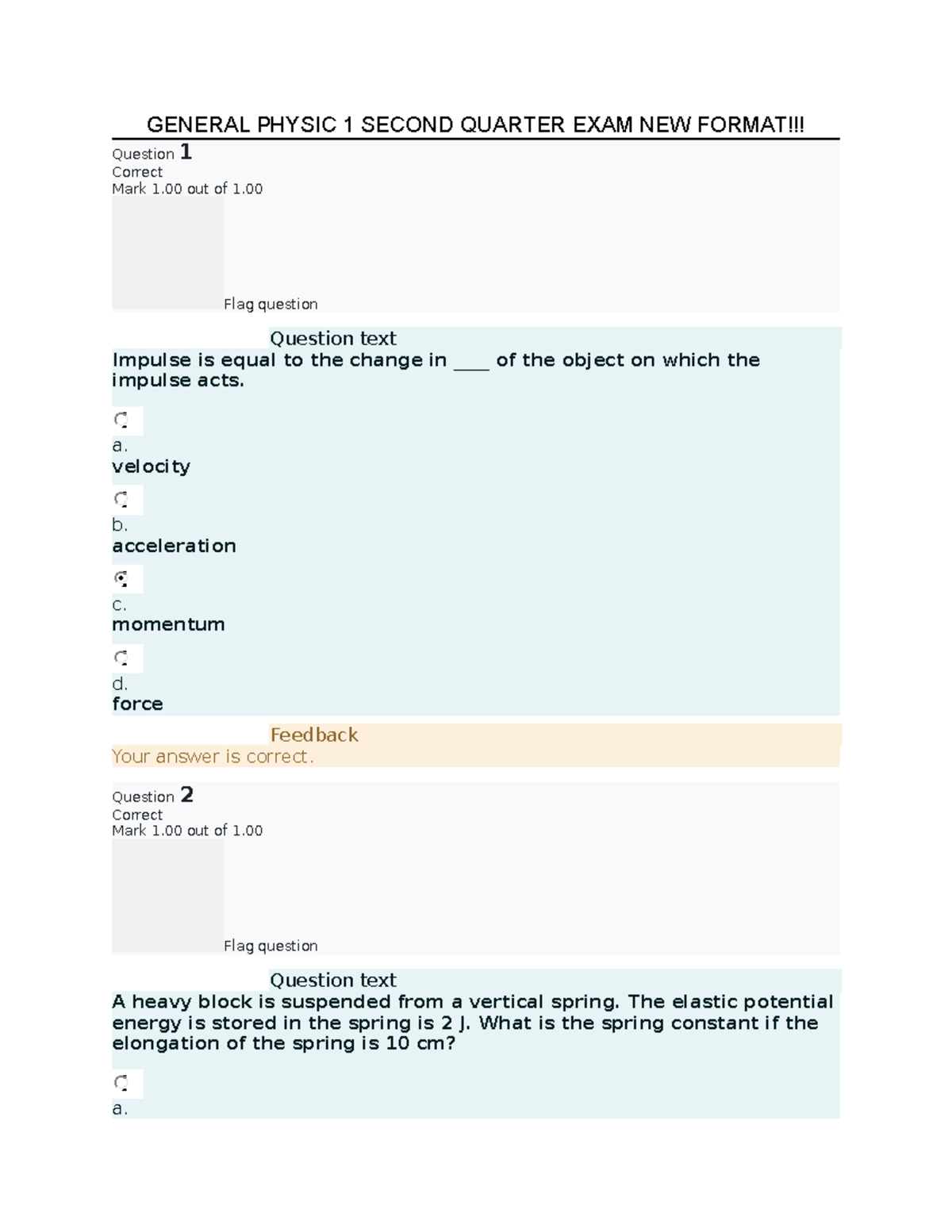 General Physics 1 2nd Quarter Exam - New Format Review Notes - Studocu