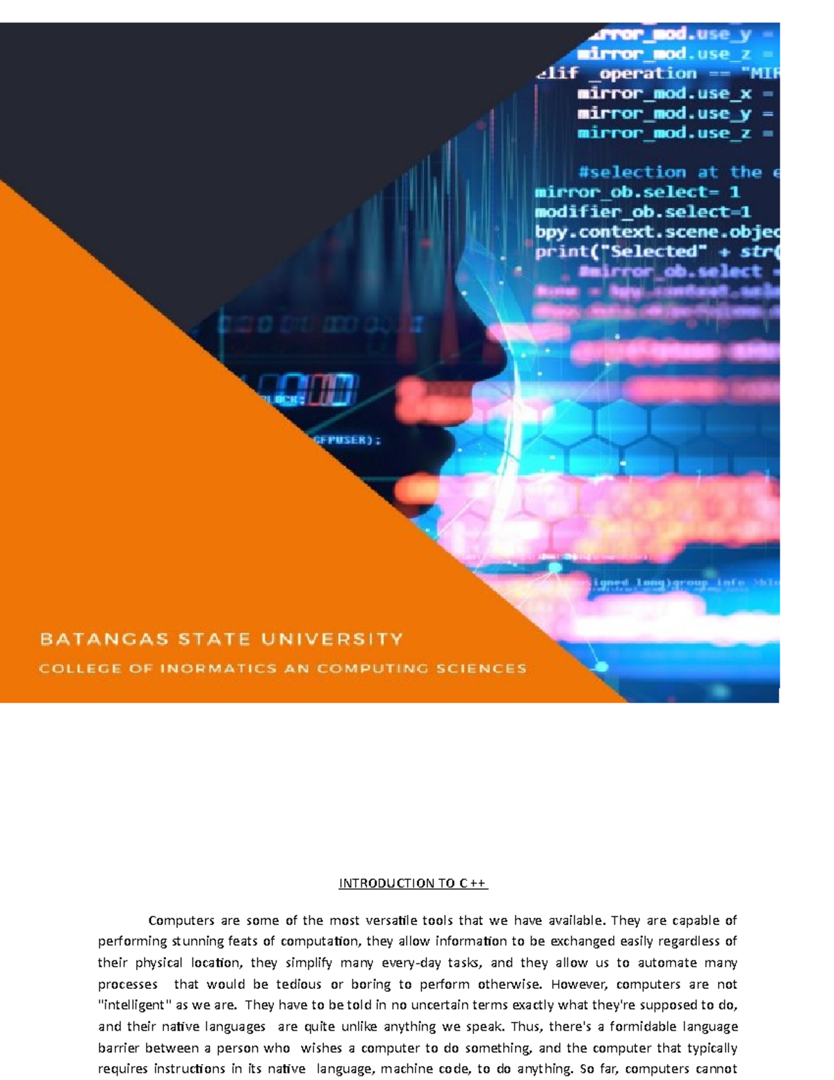 CS 111 - Introduction to C++ - Module 1 Overview & Features - Studocu