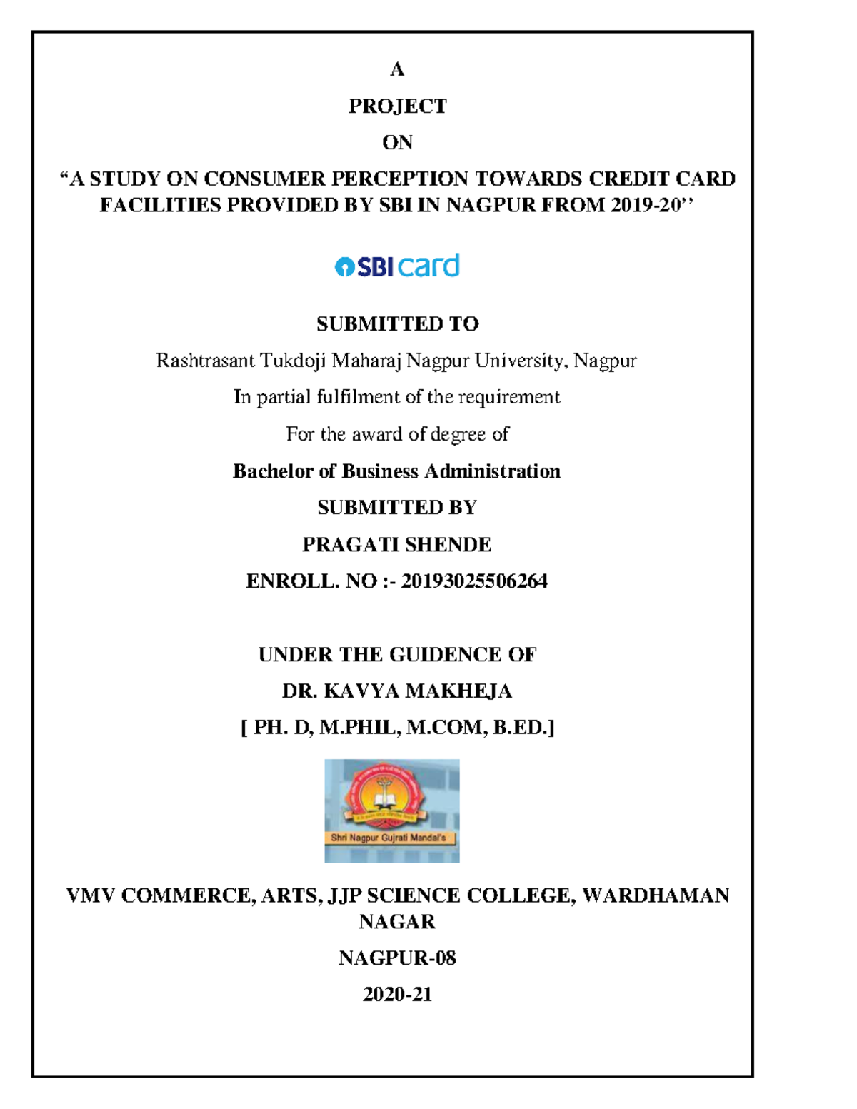 SBI Project - A PROJECT ON “A STUDY ON CONSUMER PERCEPTION TOWARDS ...