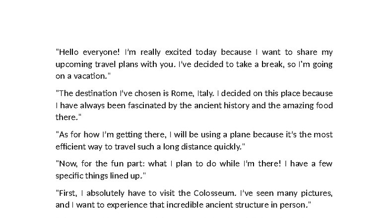 Travel Plans to Rome: History & Food Adventure - PC2 - Studocu