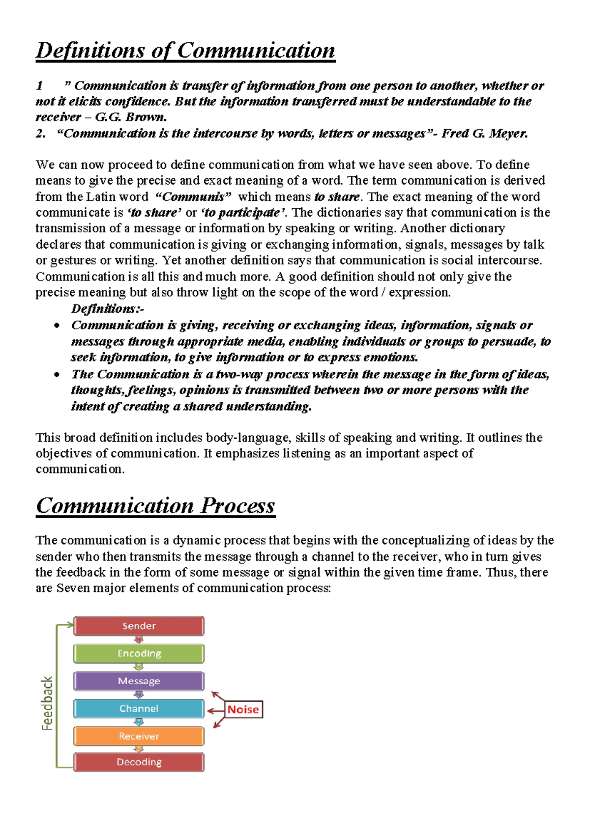 Communication Sem1 - Definitions of Communication 1 ” Communication is ...