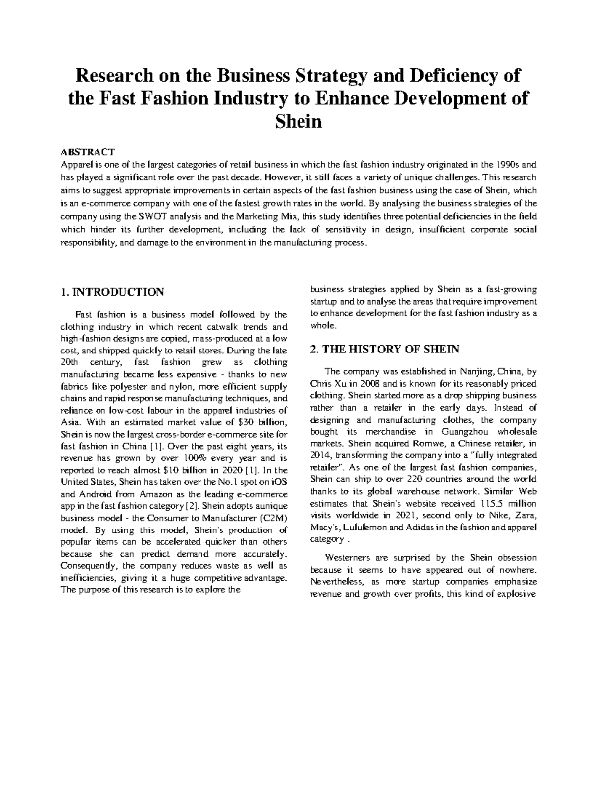 Shein Company Analysis: Business Strategy & Improvement Suggestions ...