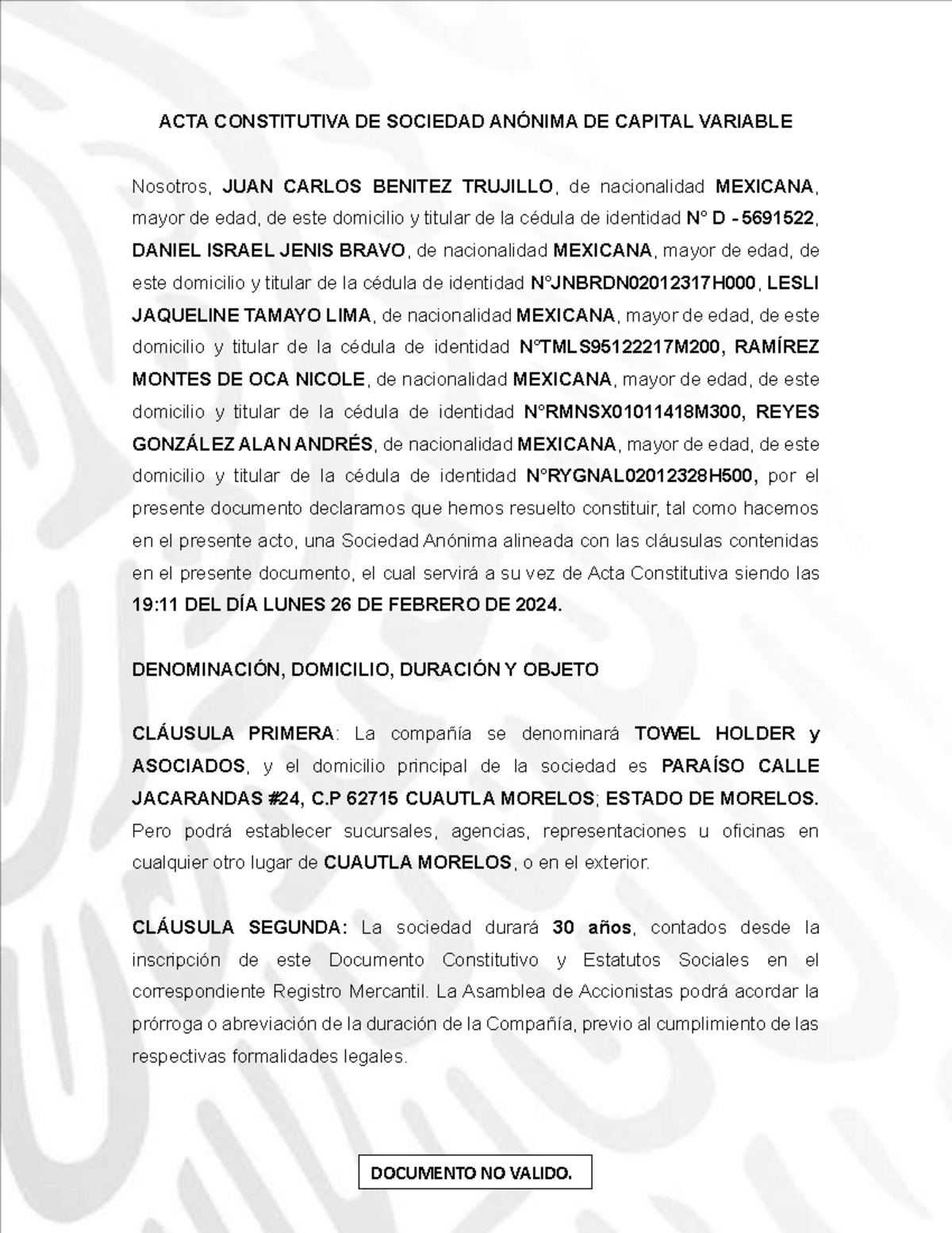 ACTA Constitutiva DE Sociedad Anónima Protocolizacion RPP Satcompleto - ACTA CONSTITUTIVA DE ...