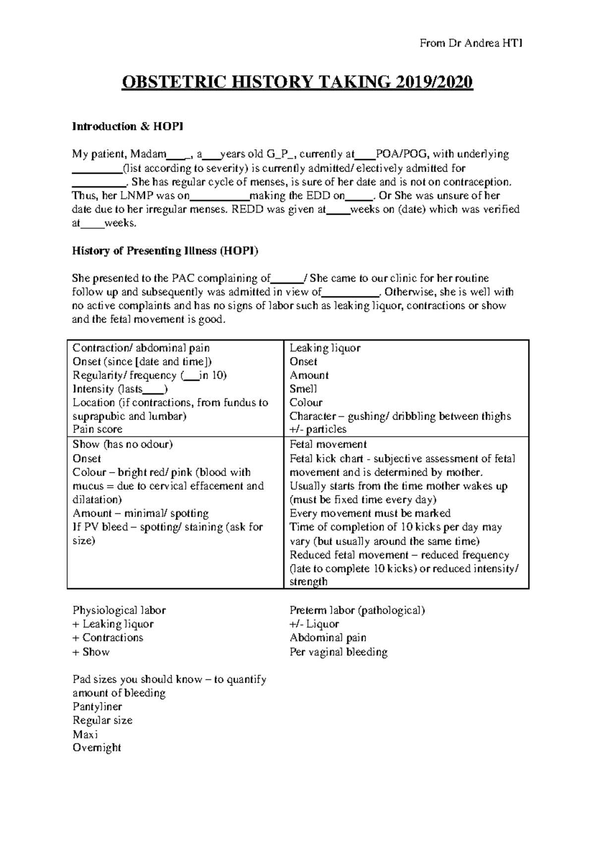 Obstetric History Taking: Comprehensive Guide for HOPI and Antenatal ...