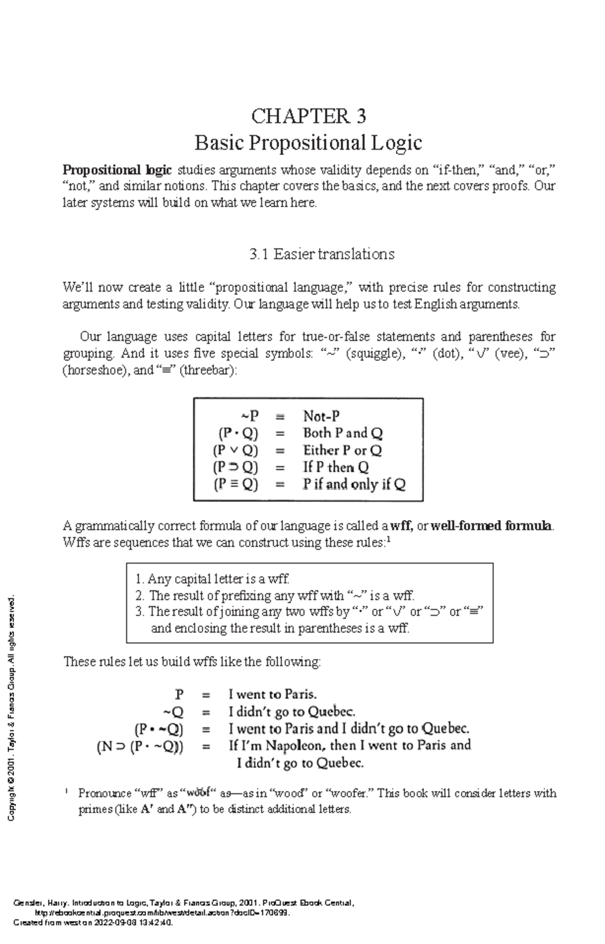 Introduction to Logic - (Chapter 3: Basics of Propositional Logic ...