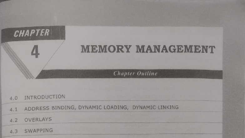 OS UNIT 4: MEMORY MANAGEMENT CHAPTER OVERVIEW - Studocu
