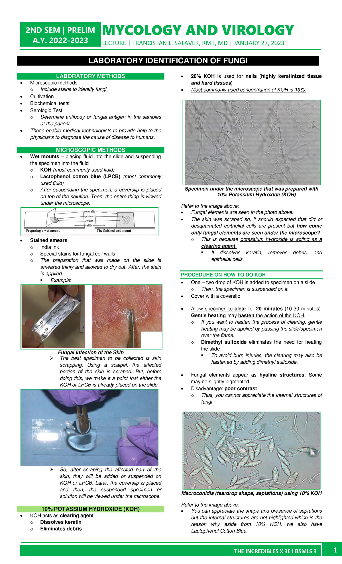 Mycoviro 2nd Sem | Laboratory Identification of Fungi Techniques - Studocu