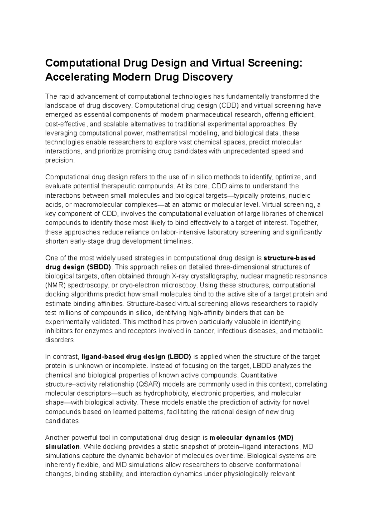 Computational Drug Design & Virtual Screening: Modern Discovery ...