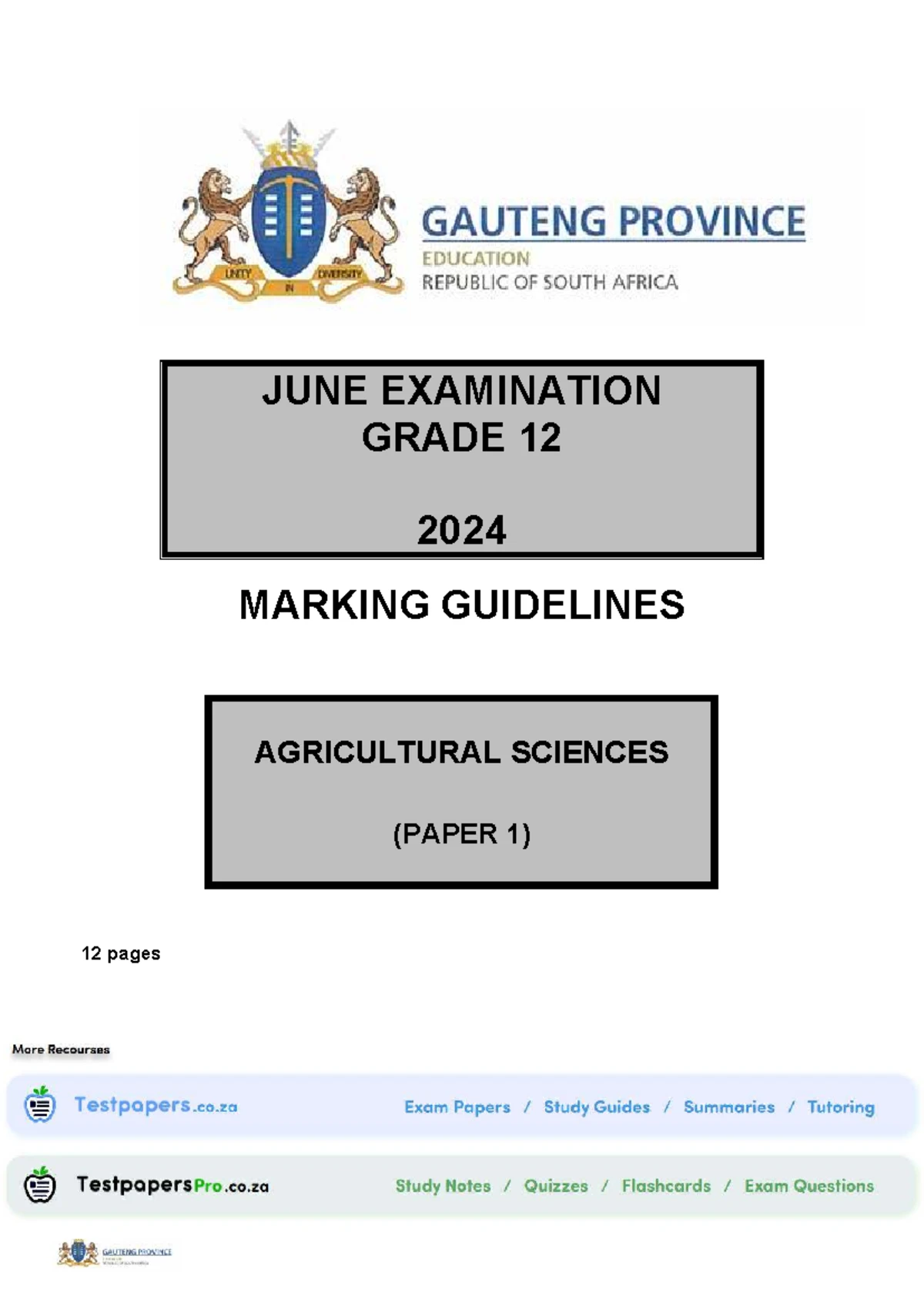 Agricultural Sciences 2025: March Exam Marking Guidelines & Memo - Studocu