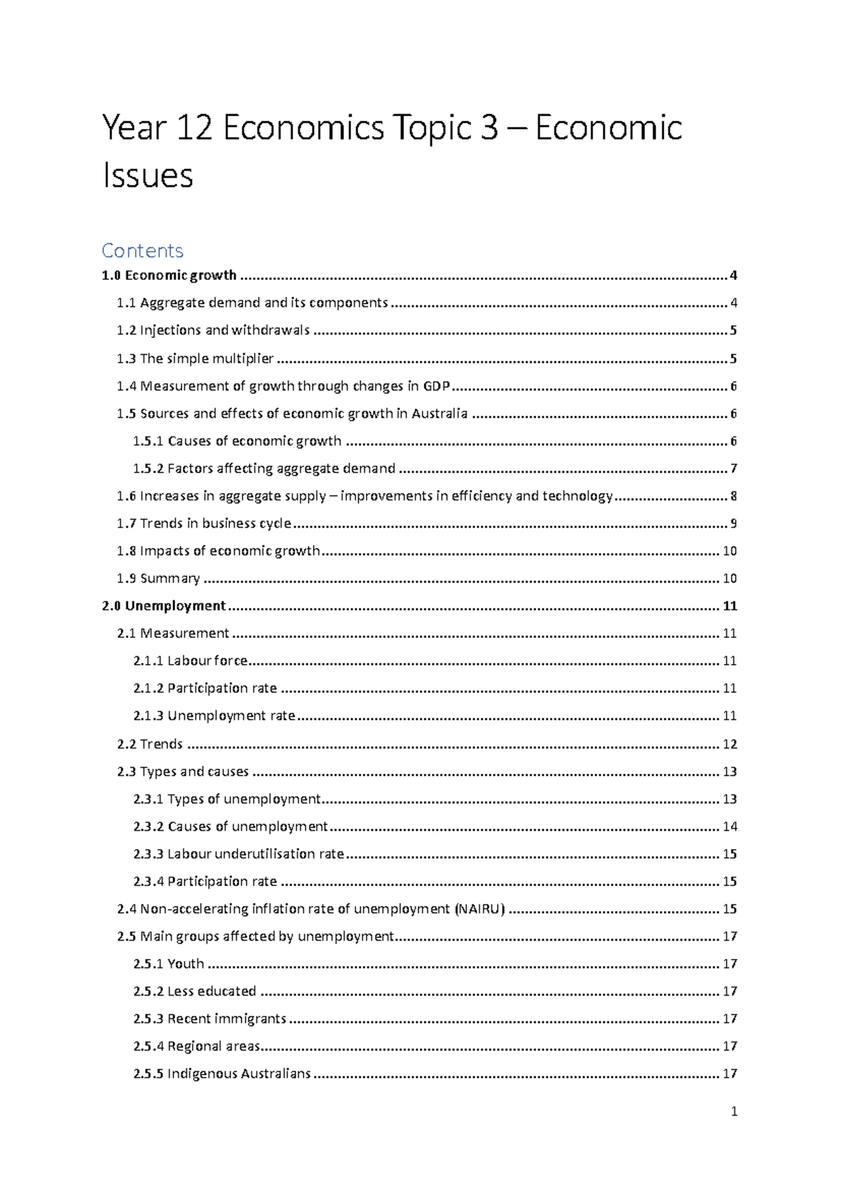 Topic 1 booklet - past hsc economics questions - YEAR 12 ECONOMICS 2022 ...