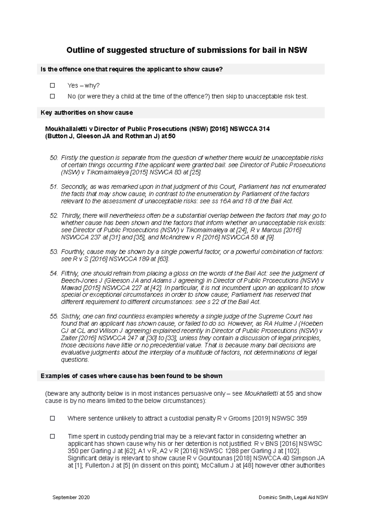NSW Bail Application Template: Structure of Submissions Guide - Studocu