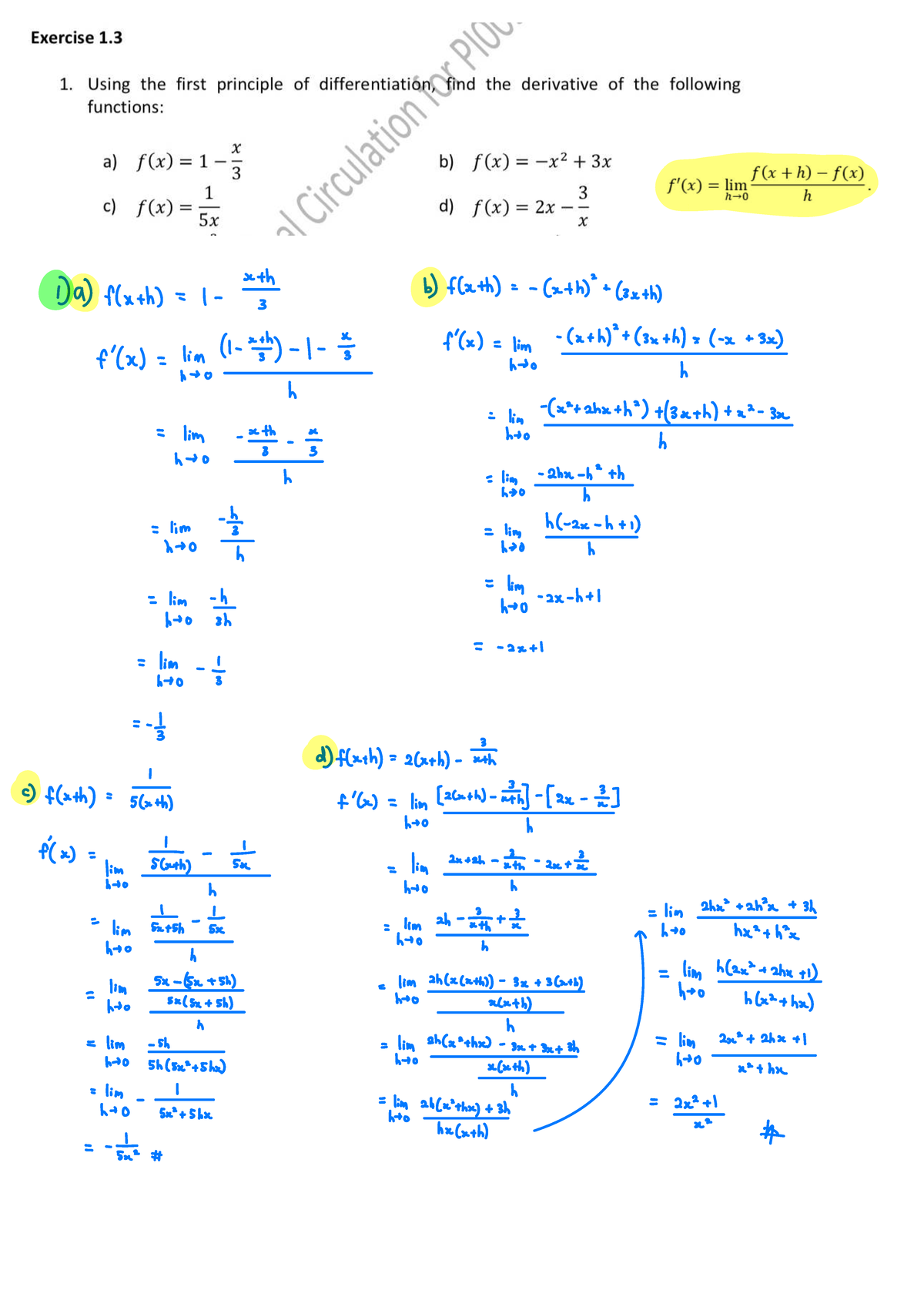 Math Tutorial 1.3 & 1.4 Exercises - Calculus Concepts - Studocu