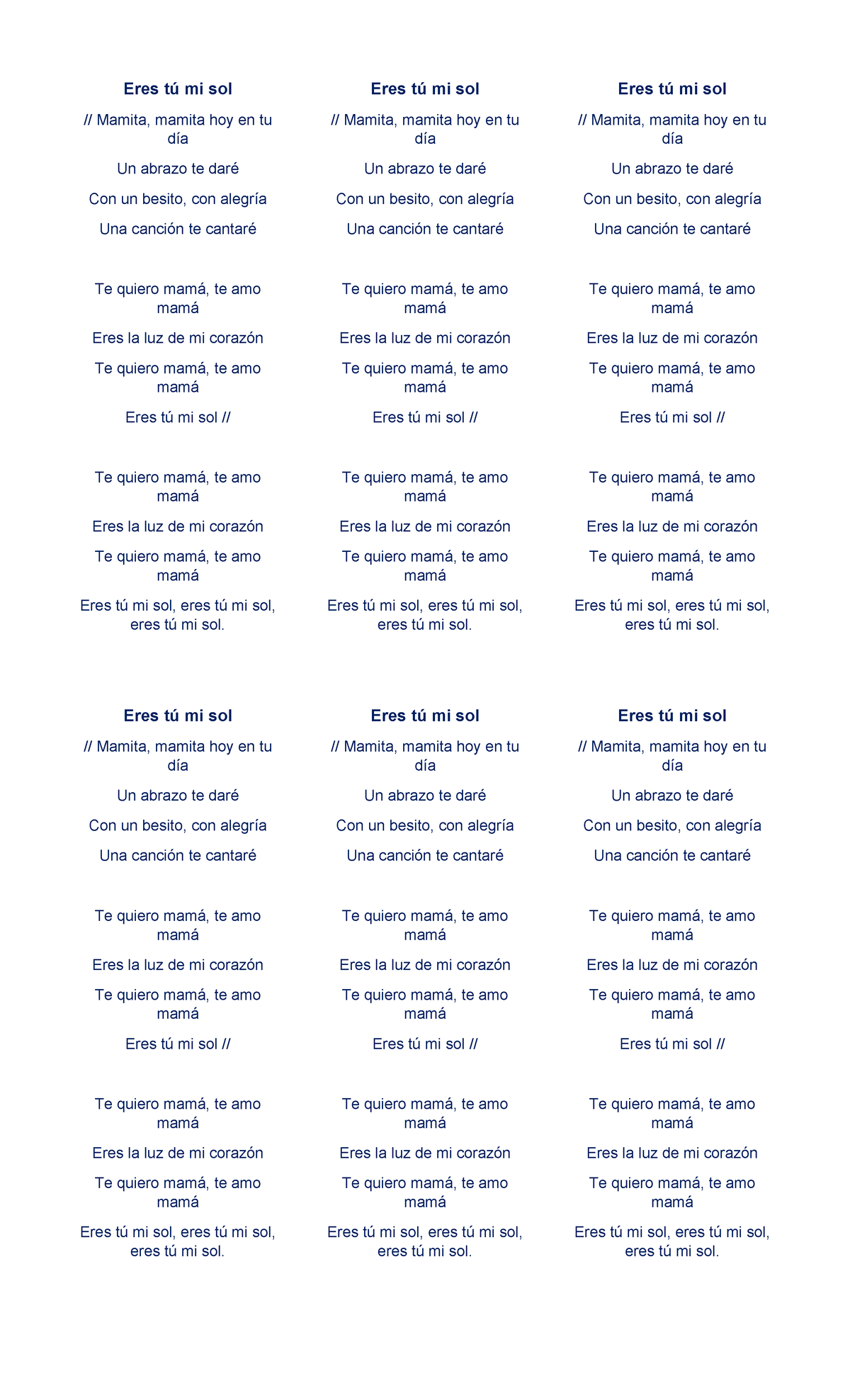Eres Mi Sol Letra